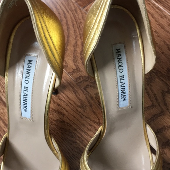 Manolo Blahnik | Shoes | Manolo Blahnik Gold Shoe | Poshmark